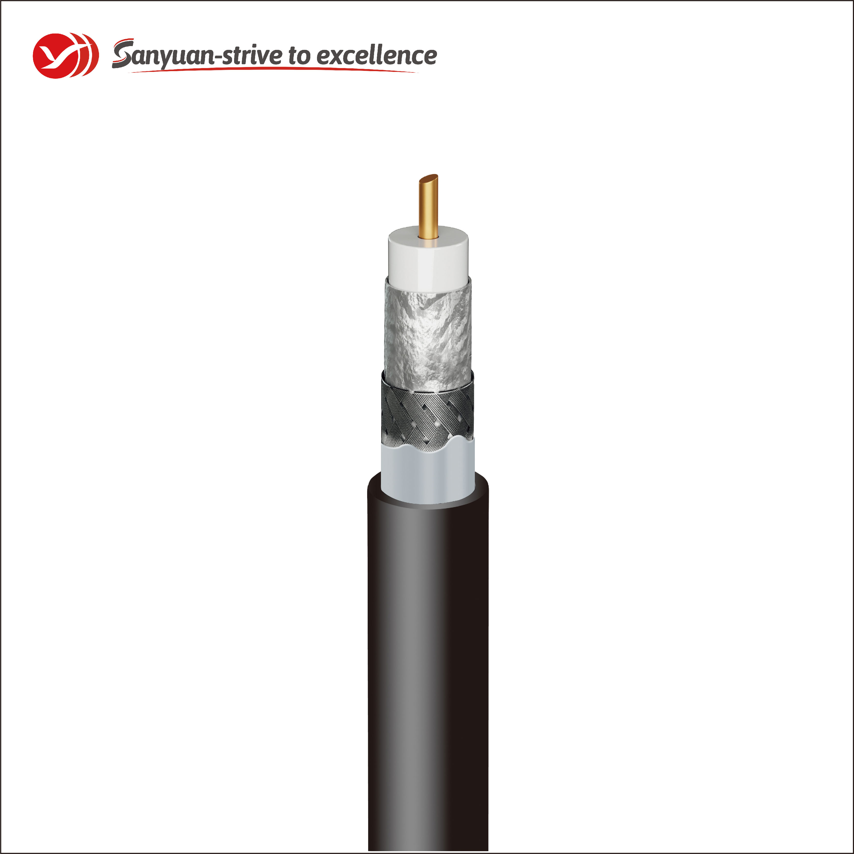 75 Ohm Coaxial Cable RG11 Black PVC Jacket Drop Cable | Sanyuan